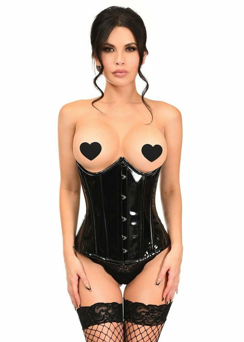 Daisy Corsets Lavish Black Patent PVC Underwire Underbust Corset – DeVon's Unmentionables