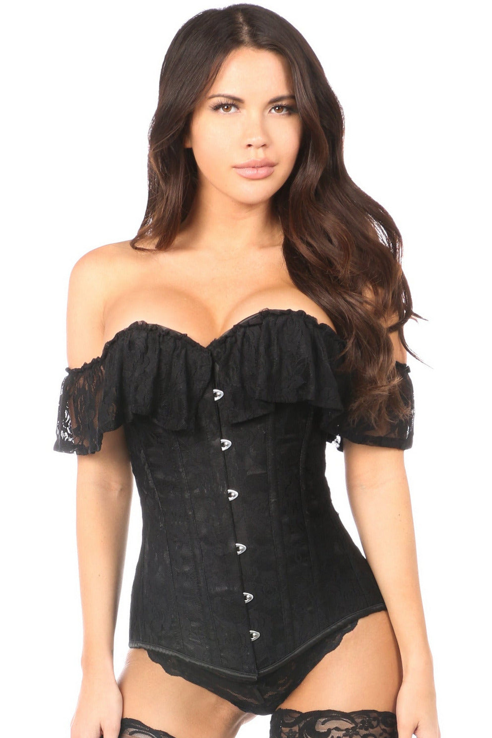 Daisy Corsets Lavish Black Lace Off-The-Shoulder Corset – DeVon's Unmentionables