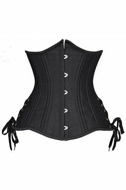Daisy Corsets Top Drawer Black Satin Double Steel Boned Curvy Cut Waist ...